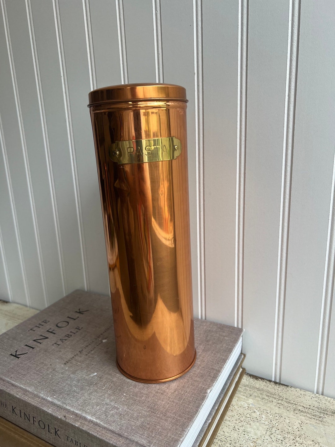 Vintage Copper Pasta Canister Rustic French Farmhouse Kitchen Decor ...