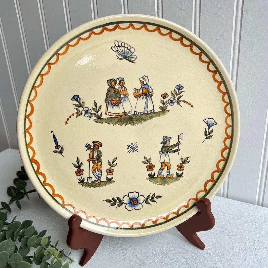 Vintage Moustiers Faience Wall Plate Hand-painted French Porcelain ...