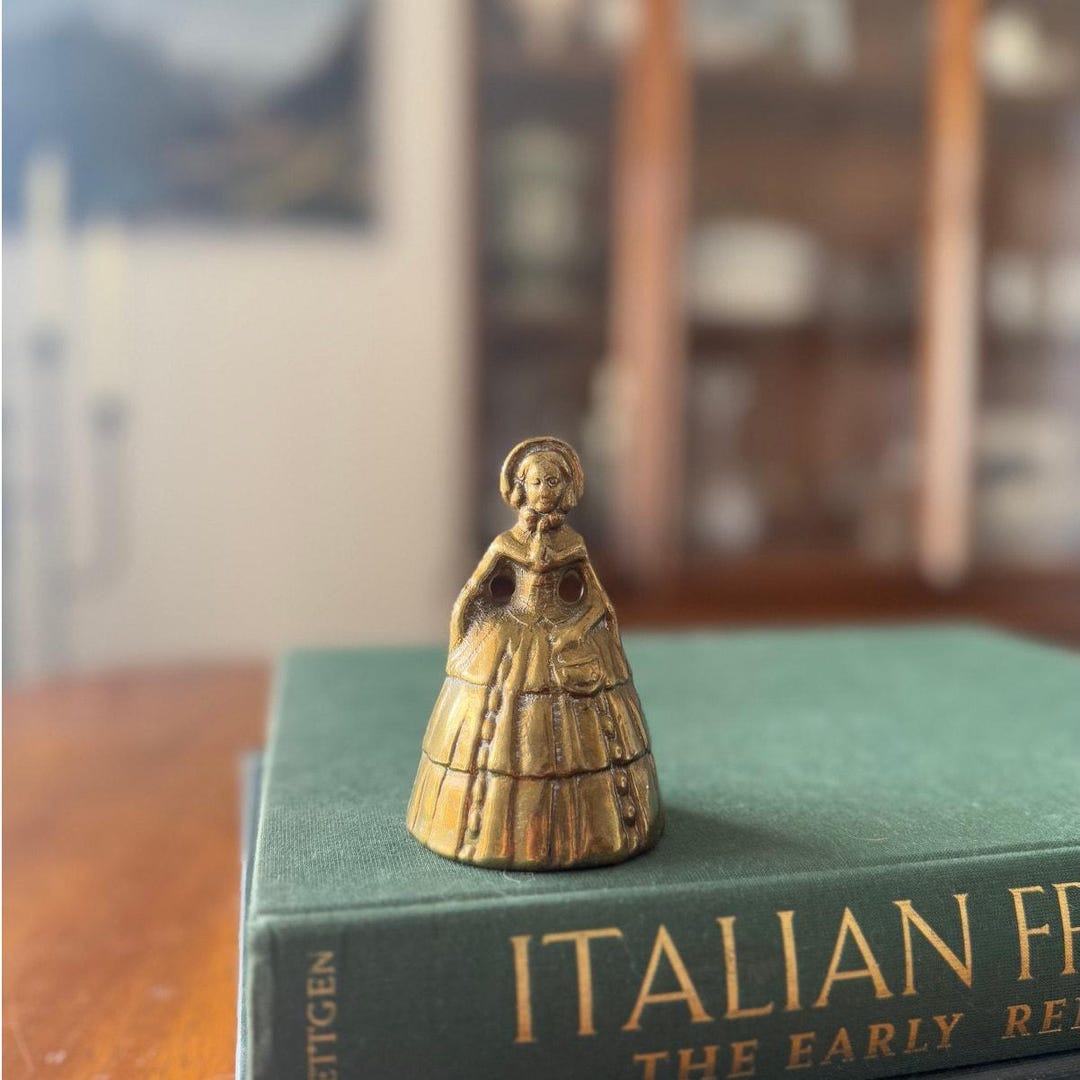 Vintage Brass Lady Bell | Edwardian Crinoline Dress Figurine | Small ...