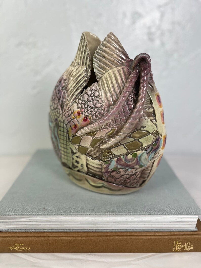 Gail Markiewicz Studio Art Pottery Patchwork Sculptured Vessel Vase ...