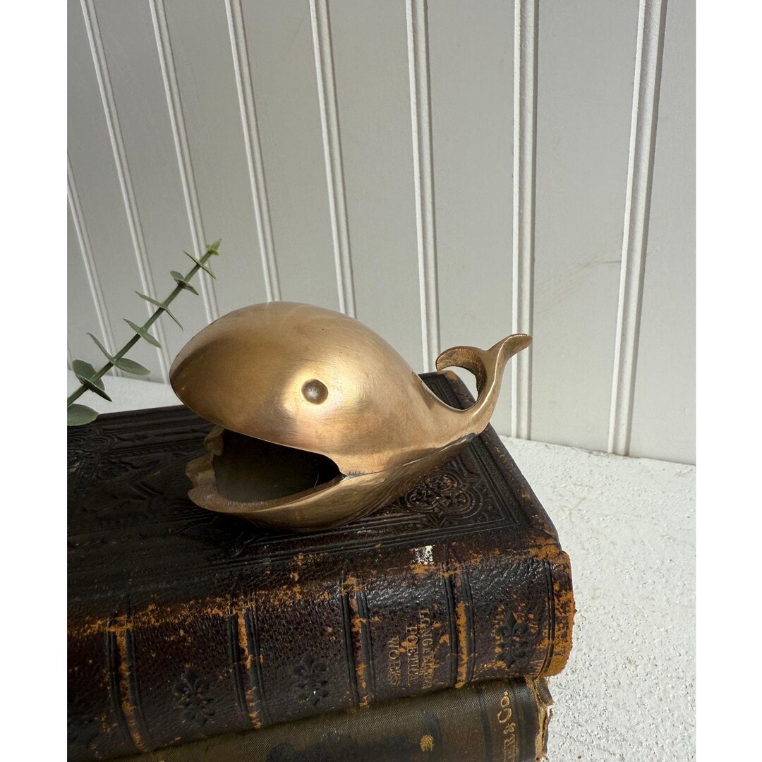 Vintage Brass Whale Ashtray Trinket Dish | Small Fun Kitschy Funky Gift ...