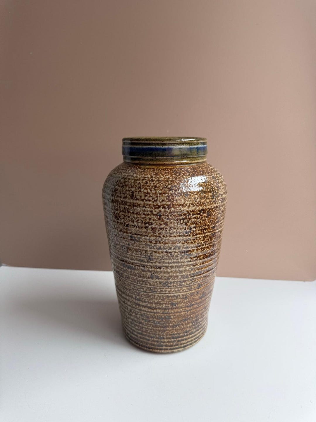 Vintage 9.5" Tall Signed Studio Pottery Vase | Mottled Brown Glaze ...