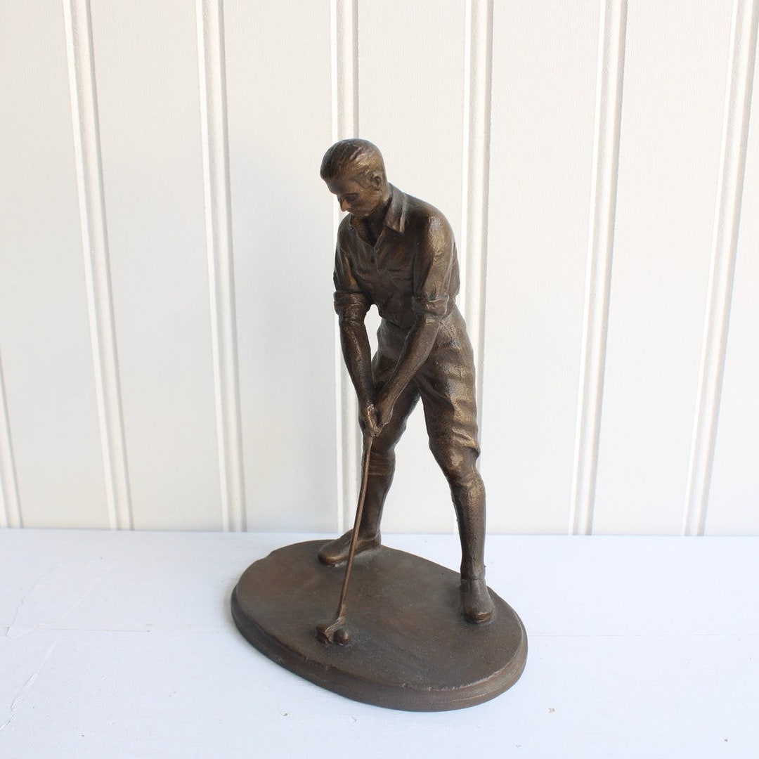 Vintage Bronze Golfer Statue, Male Golfer Putting | Teeing Up| Golf ...