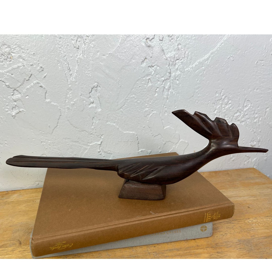 Vtg Wooden Roadrunner Bird Solid Sculpture - Etsy