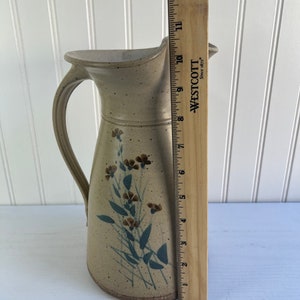 Studio Pottery Glazed Clay Floral Pitcher Pinched Lip Pottery Primitive ...