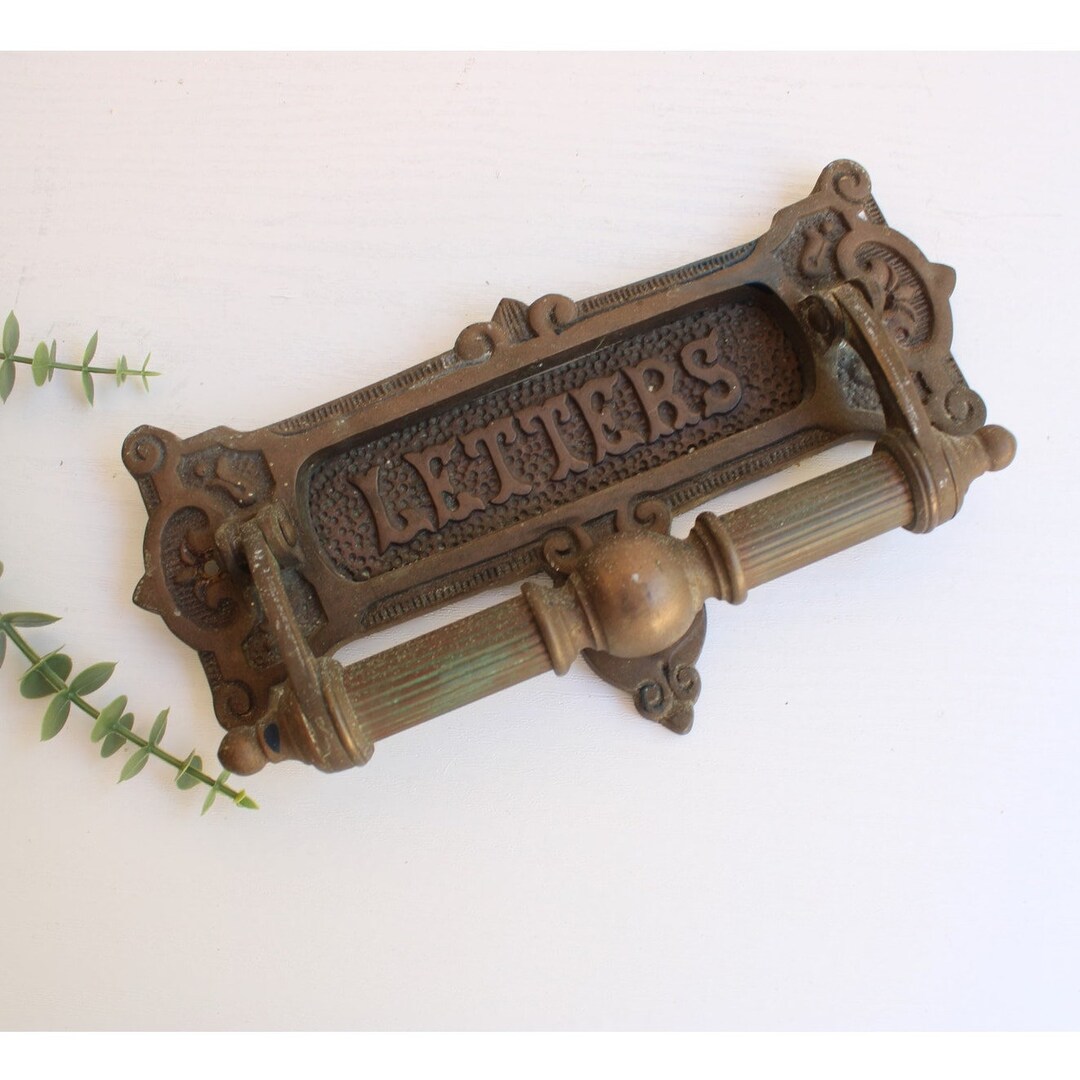 Victorian Letter Slot Antique Cast Iron Mail Slot With Handle Victorian ...