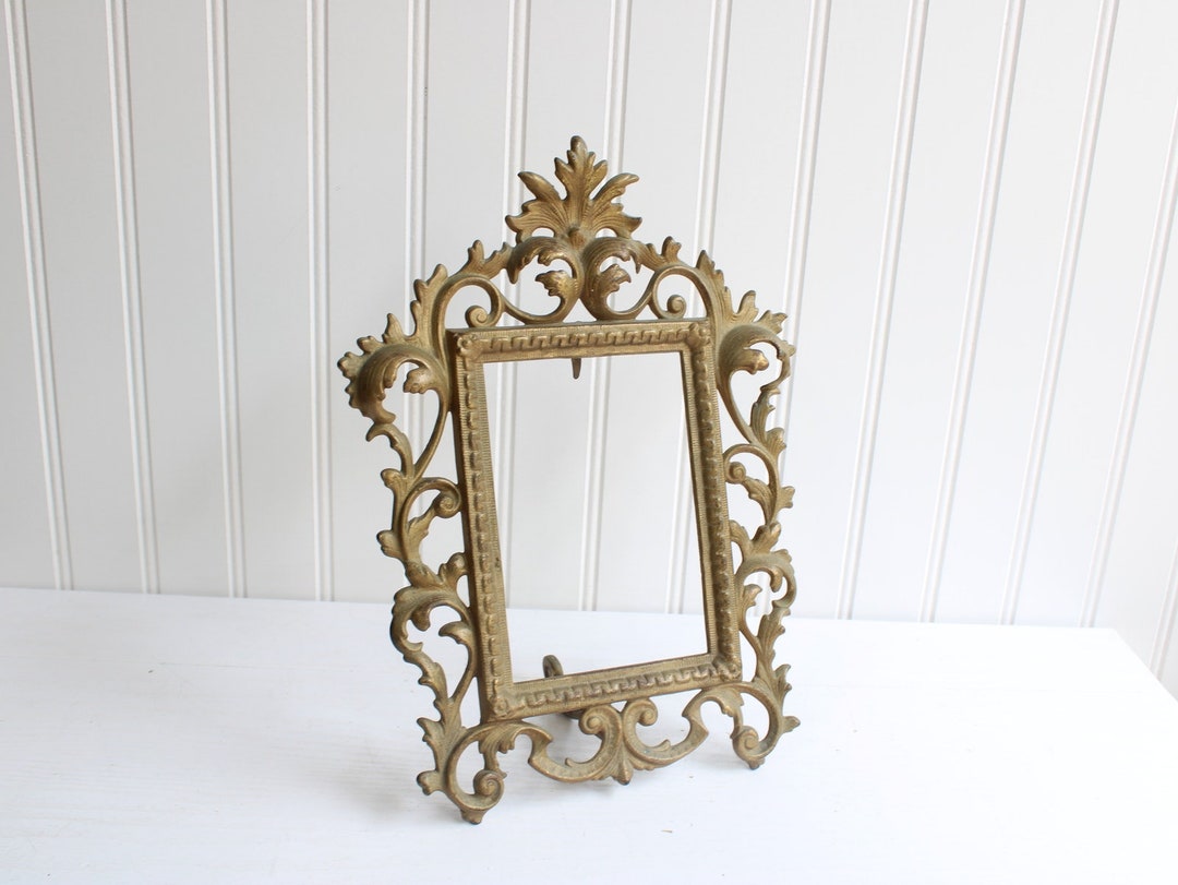 Vintage Antique Ornate Victorian Brass Frame Art Nouveau Rococo Style ...