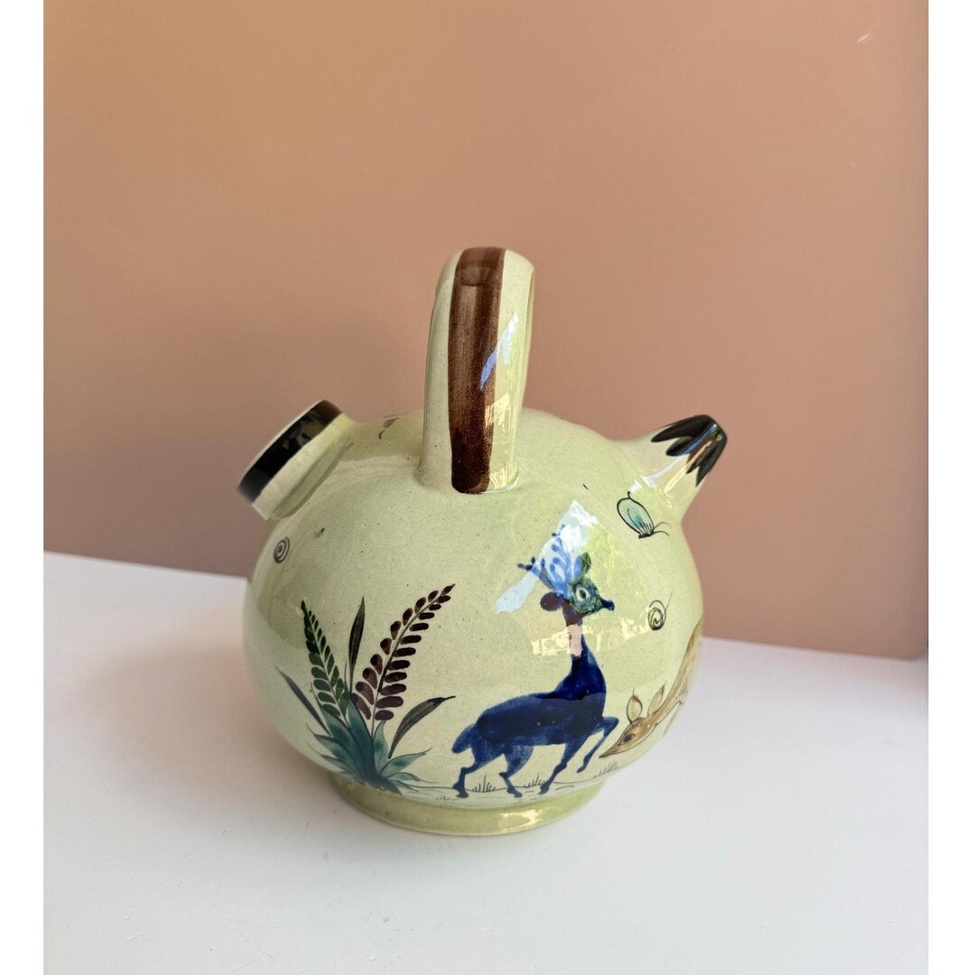Vintage Noé Suro Tonalá Teapot | Deer Animal Folk Art Mexico Signed ...