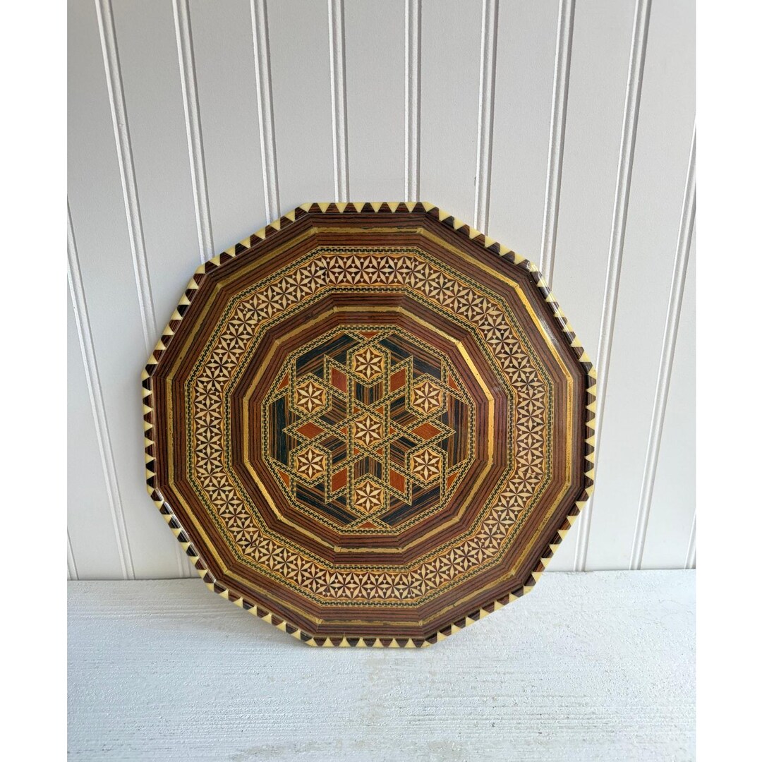 Handcrafted Spanish Marquetry Octagonal Mosaic Wall Art Plaque | Inlaid ...