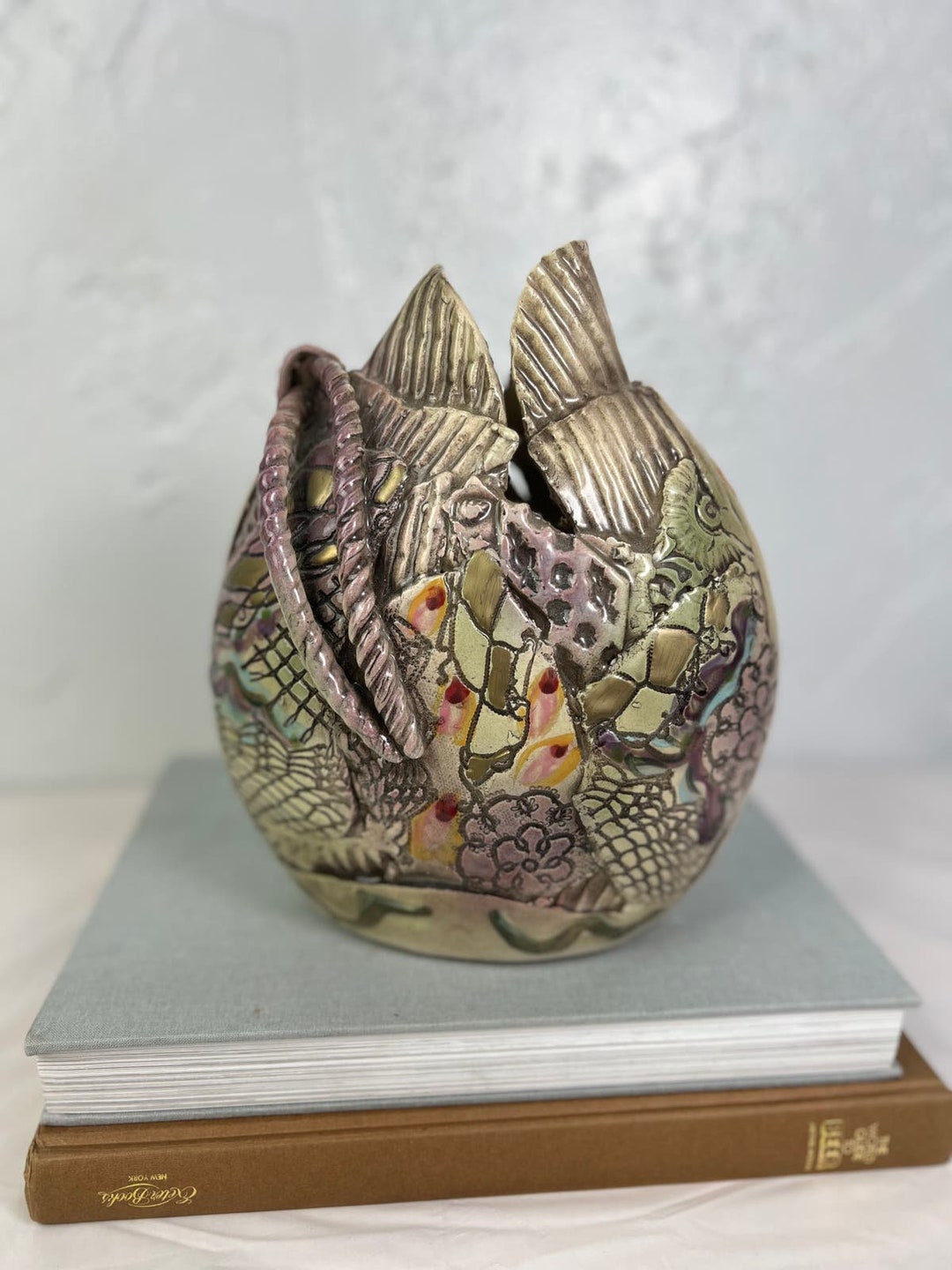 Gail Markiewicz Studio Art Pottery Patchwork Sculptured Vessel Vase ...