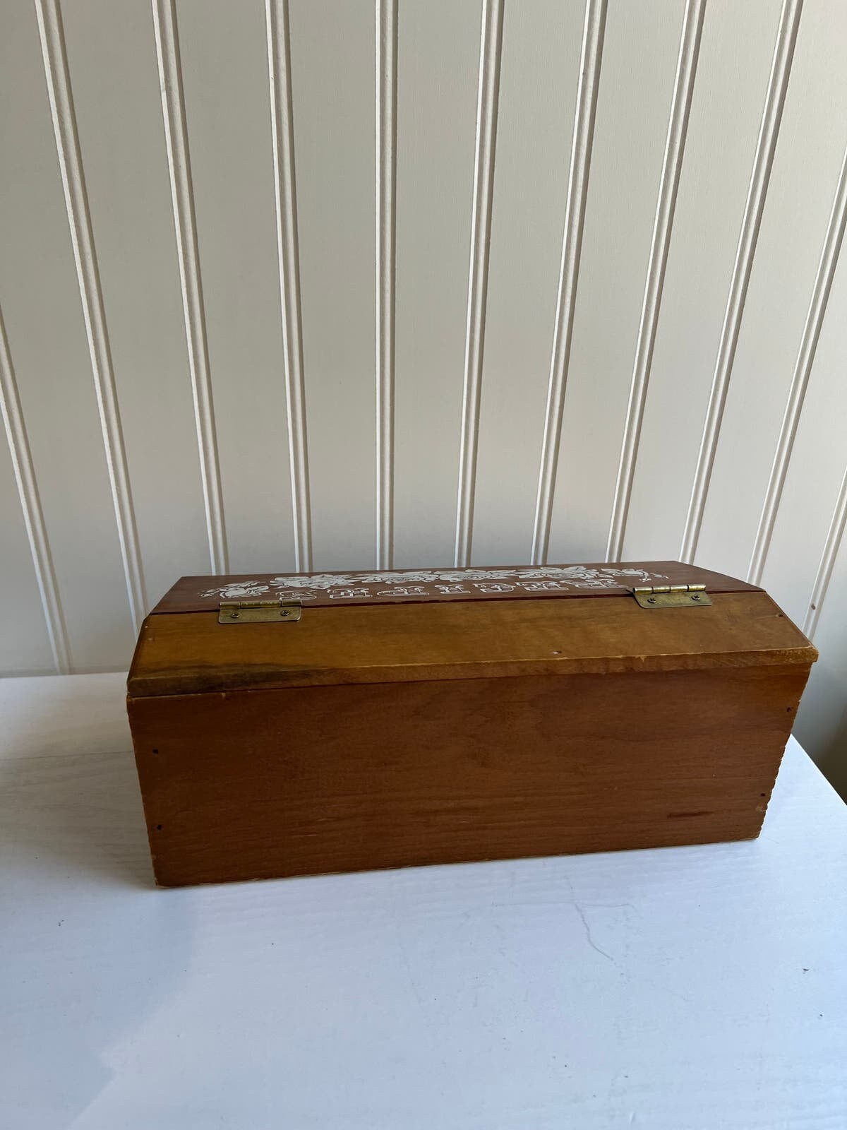 Vintage Wood Recipe Box Double Row Floral Rustic Counter Top Box - Etsy ...