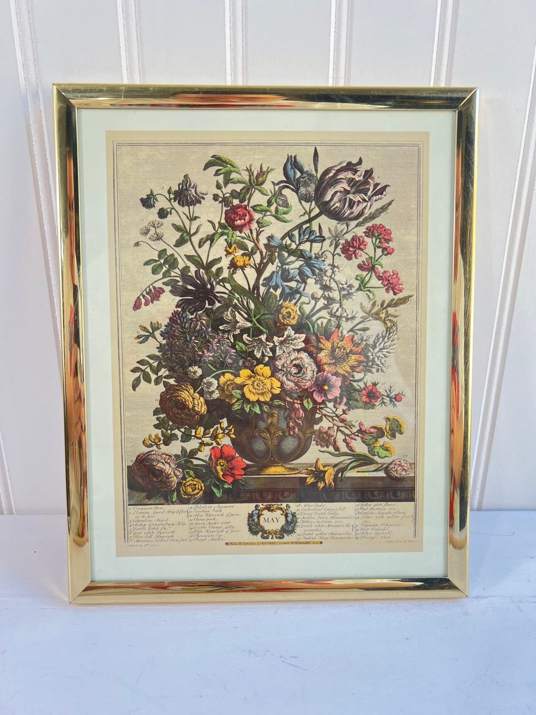 Vintage Robert Furber Flower of the Month MAY Gold Framed Floral Print ...