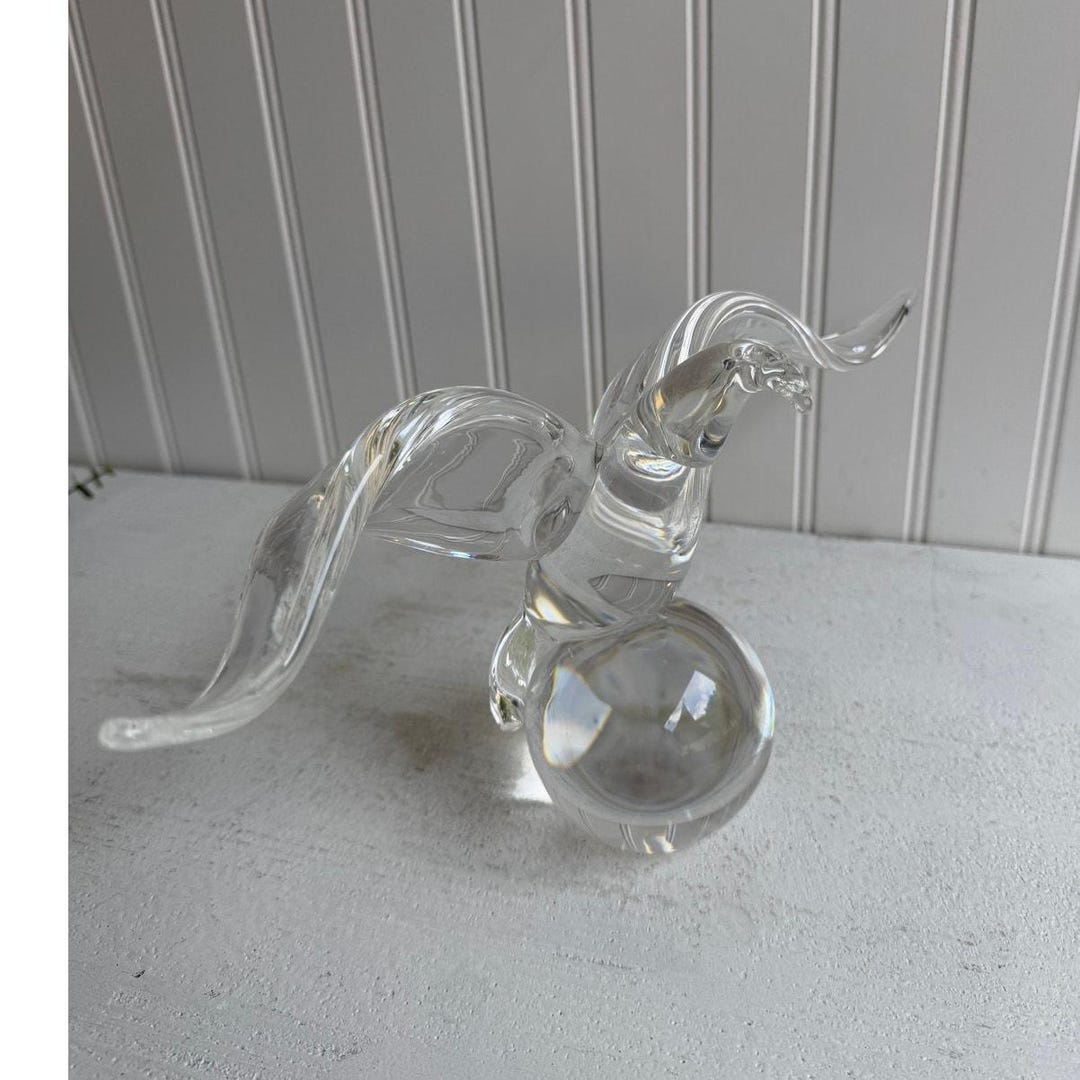 Vintage Steuben Crystal Eagle on Ball Sphere Figurine Sculpture Signed ...