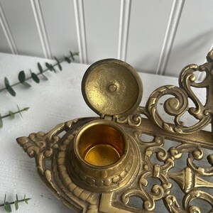 Vintage Ornate Brass Double Inkwell | Victorian-inspired Desk Accessory ...