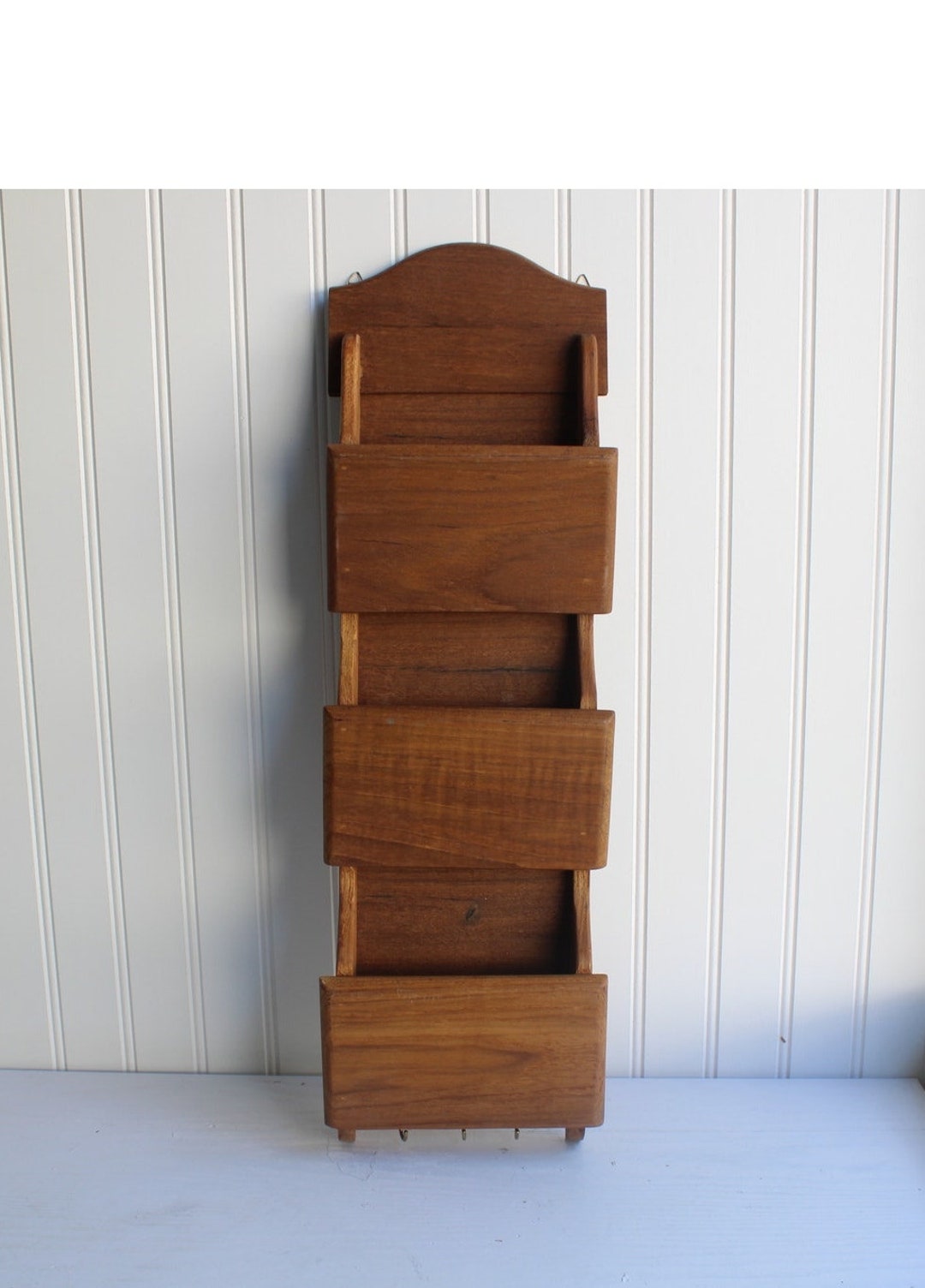 Vintage Teak Wood Wall Organizer by Goodwood | Wooden Letter Holder 3 ...