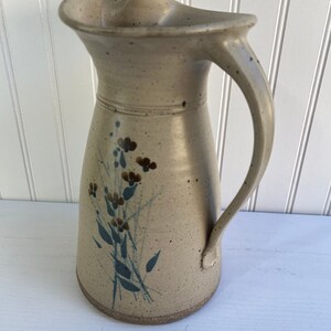 Studio Pottery Glazed Clay Floral Pitcher Pinched Lip Pottery Primitive ...