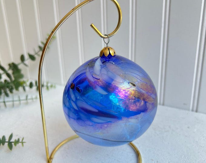 Hand Blown From Mt. St. Helens Volcanic Ash Christmas Ornament Blue ...