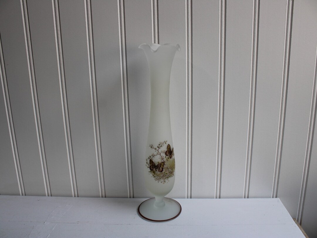 Viking Butterfly Frosted Glass Bud Vase - Vintage Budvase With Label - Etsy