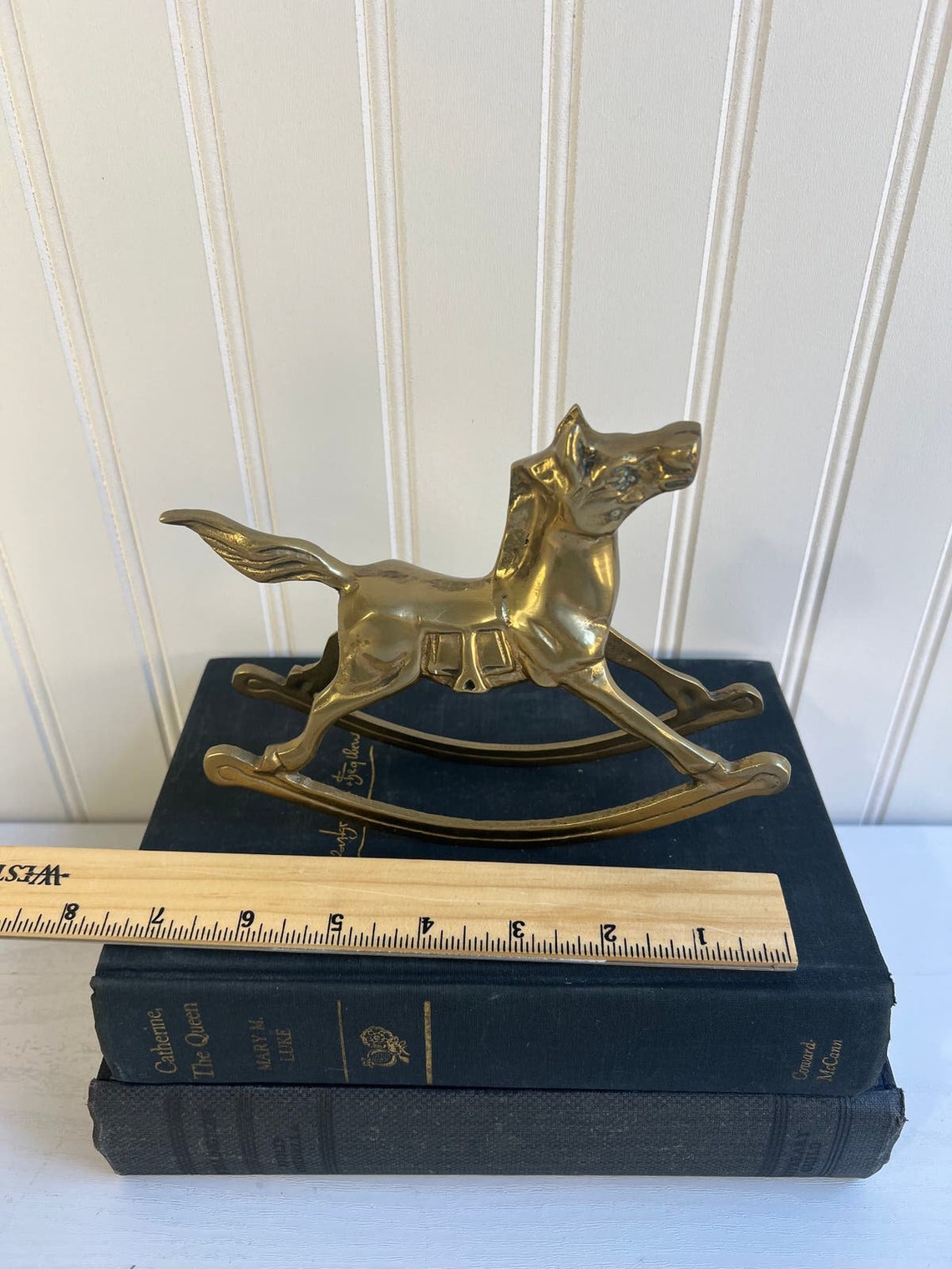 Vintage Solid Brass Rocking Horse Pony Figurine Equestrian Decor - Etsy