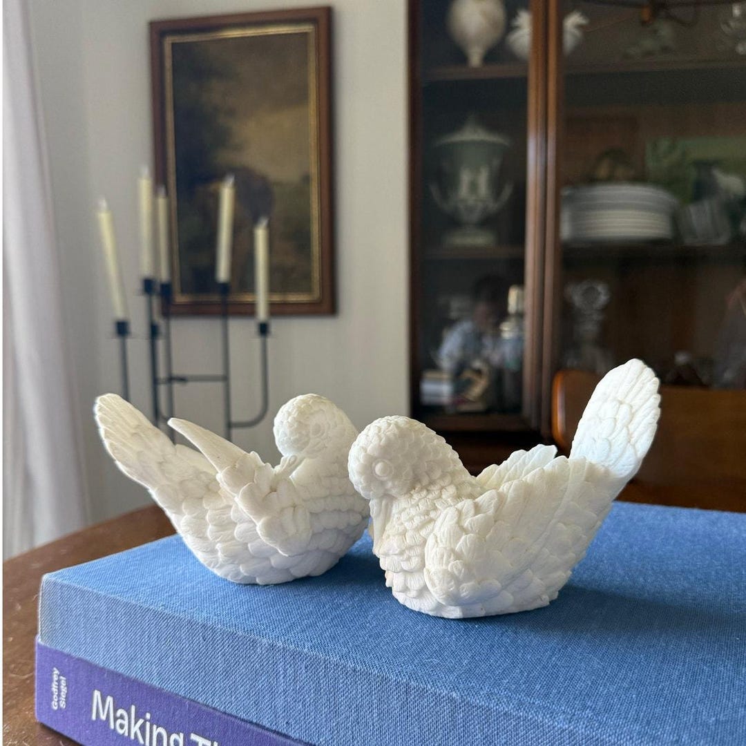 Vintage A. Santini White Alabaster Dove Figurines – Set of 2 | Italian ...