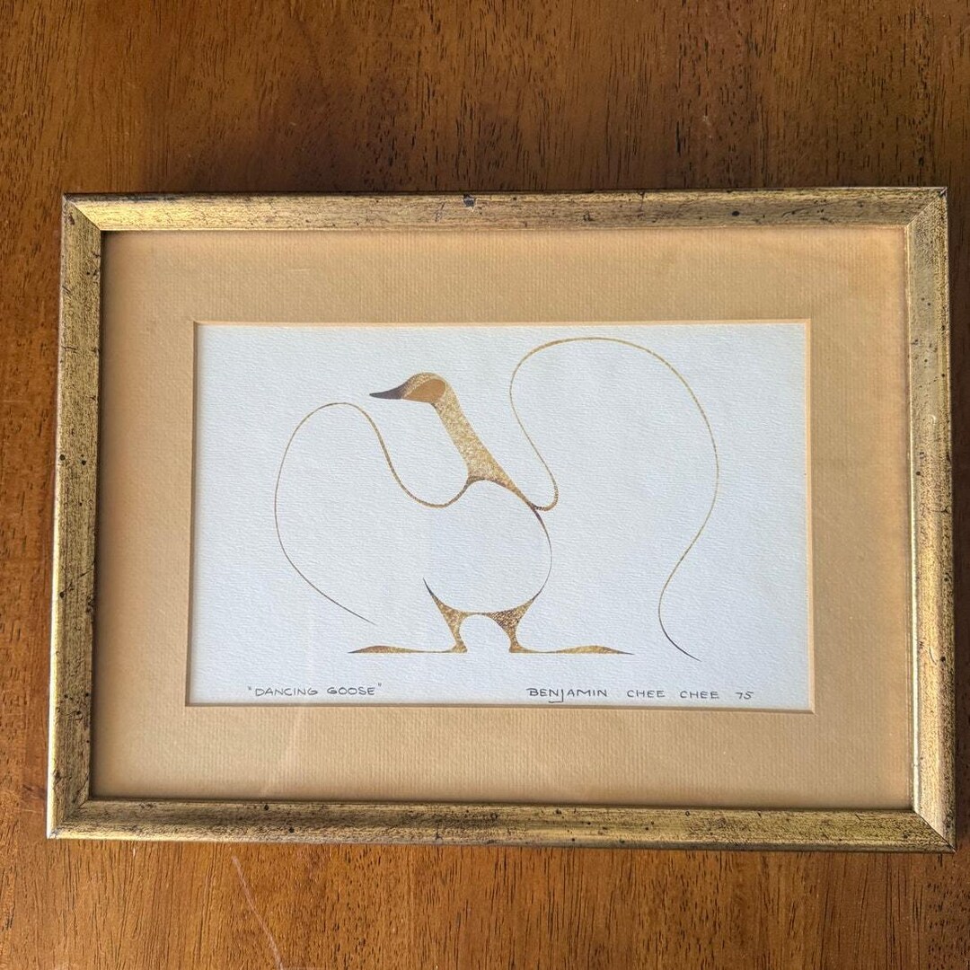 Vintage Artist Benjamin Chee Chee “dancing Goose” Signed Art Print Gold ...