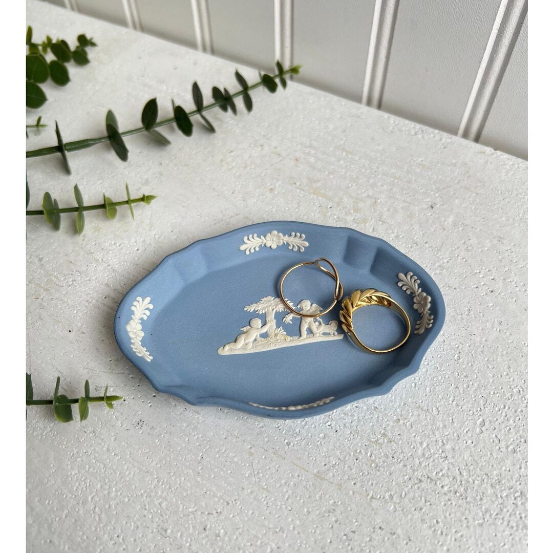 Vintage Wedgwood Blue Jasperware Plate | England Cherub Angel Design ...