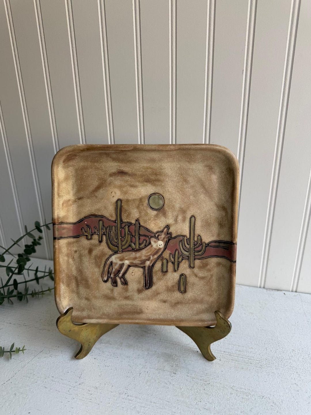 Vintage Mara Pottery Howling Wolf Plate | Made in Mexico | Desert ...