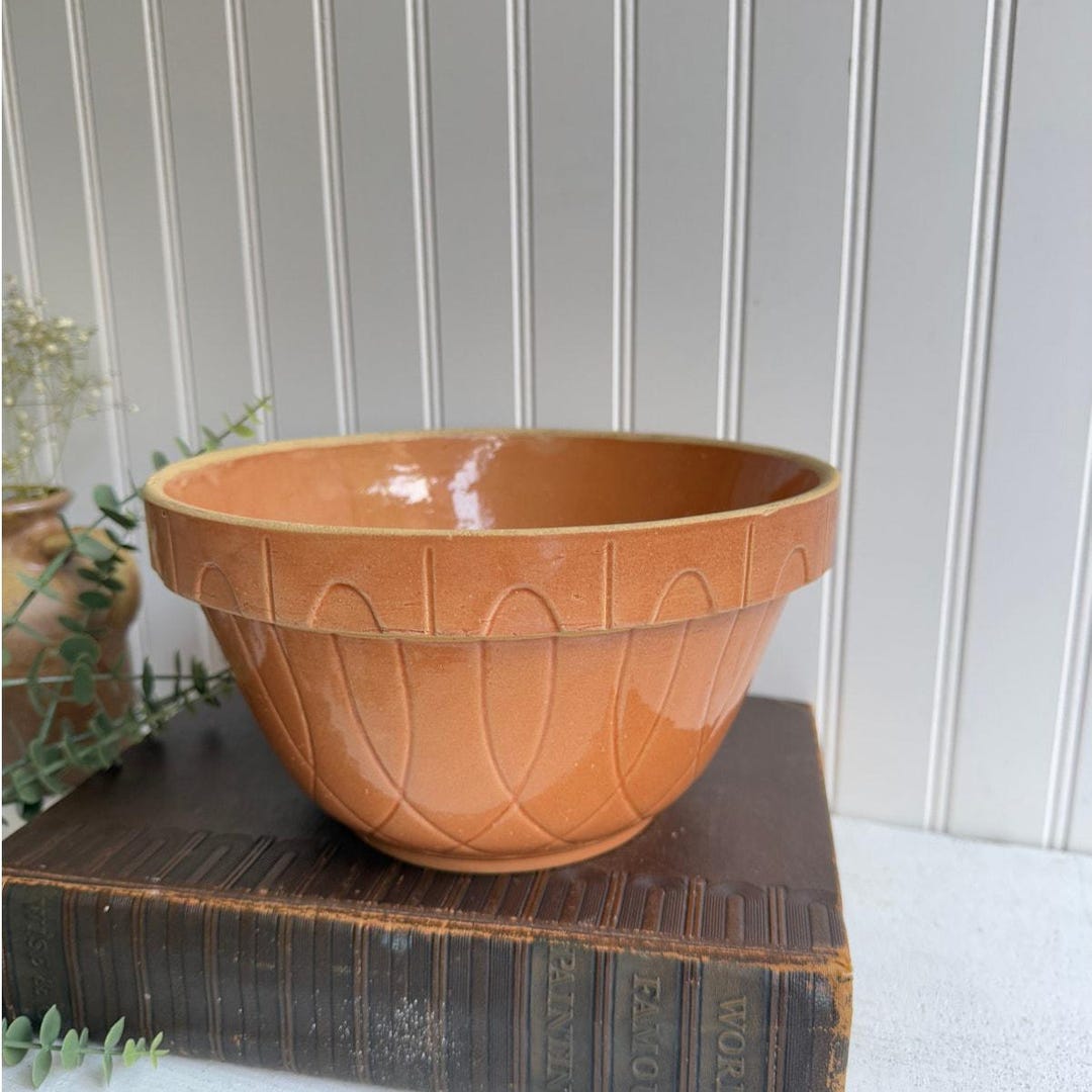 Vintage Watt Ovenware Stoneware Loops Bowl | Salmon Coral Peach Loop ...