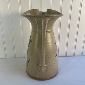 Studio Pottery Glazed Clay Floral Pitcher Pinched Lip Pottery Primitive ...