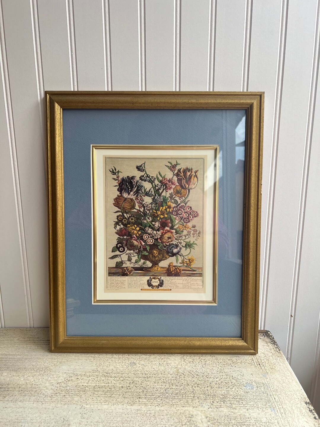 Vintage Robert Furber Flower of the Month APRIL Gold Framed Floral ...