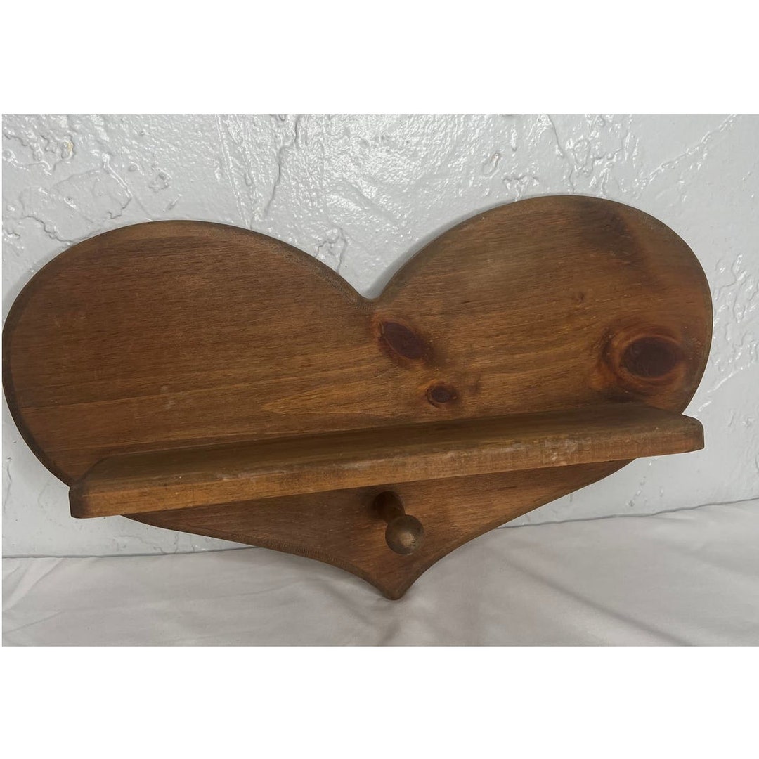 Vintage Wall Hanging Wooden Heart Shelf Country Rustic Primitive ...