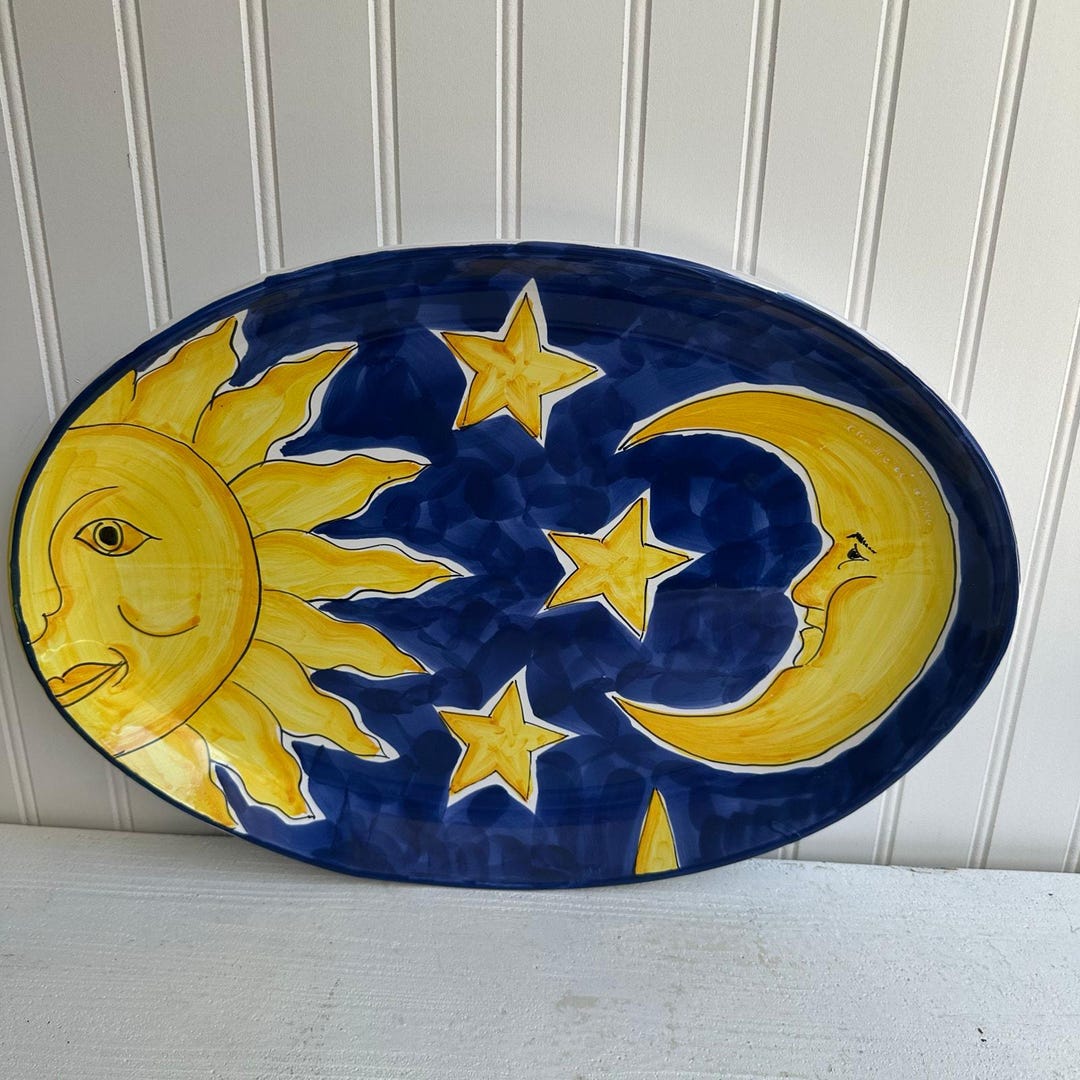 Vintage Italian Celestial Platter Sun Moon Stars / Pottery Art Deco ...