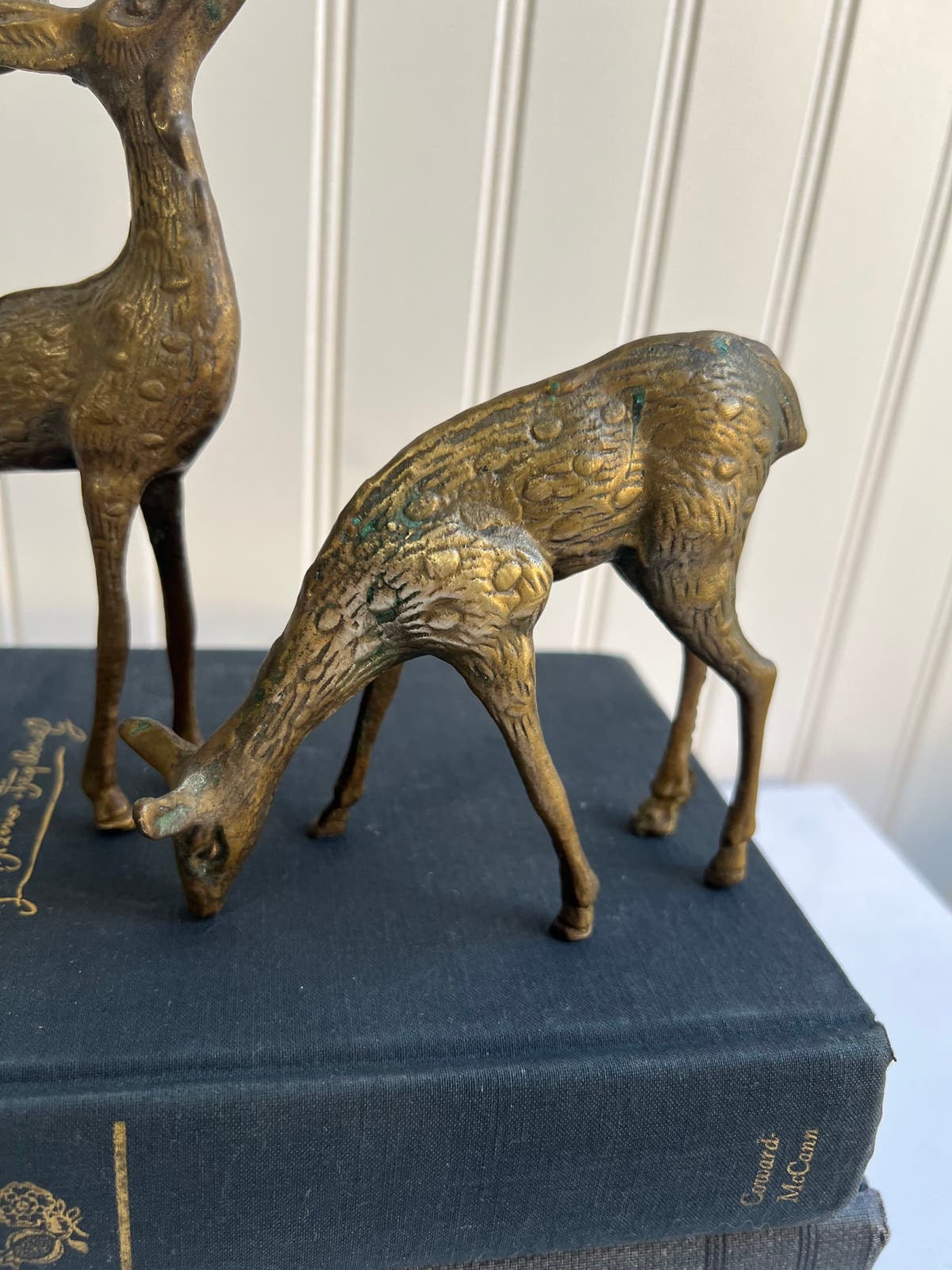 Pair Brass Deer Figurines Vintage Mid-century Small Heavy Buck Doe Set ...