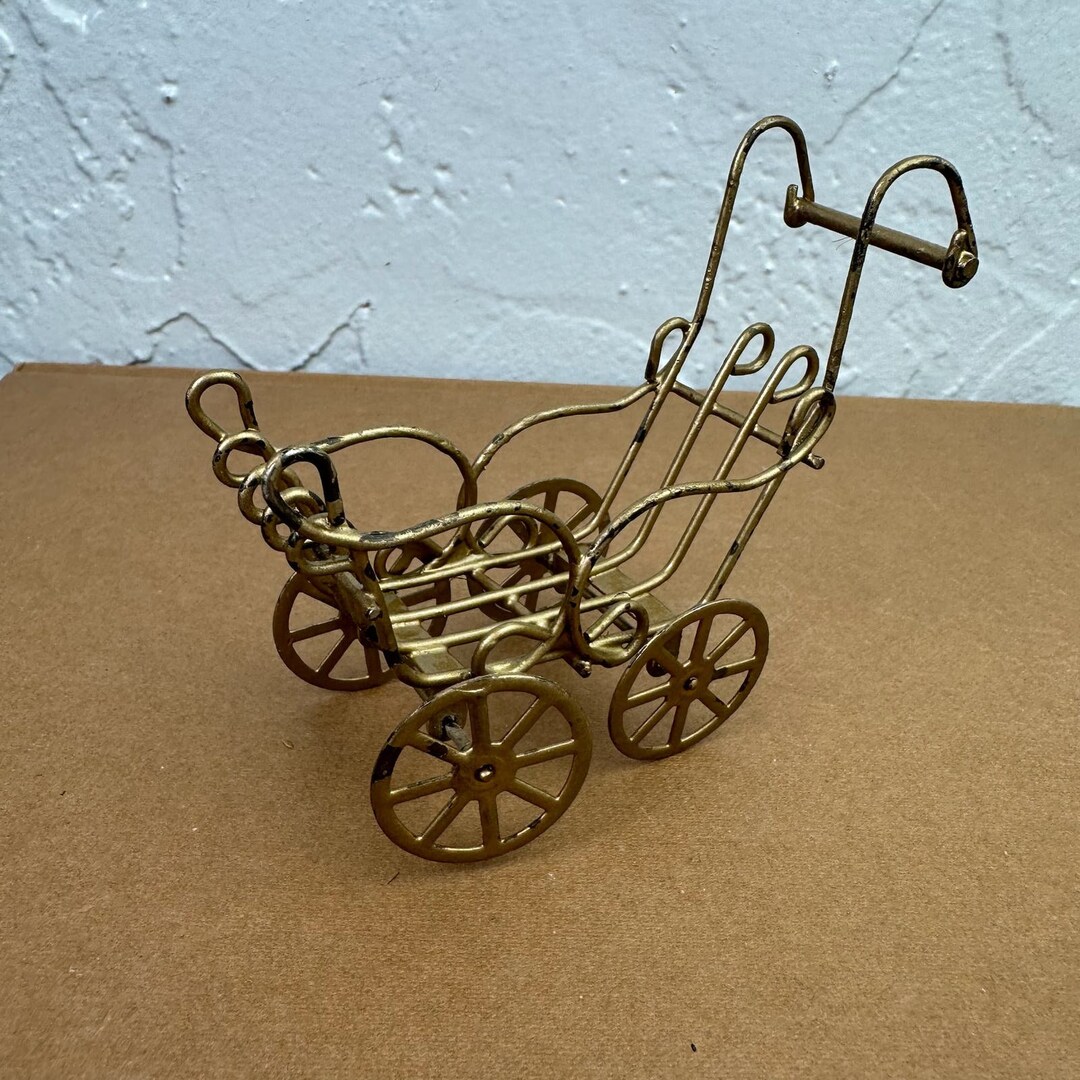 Vintage Miniature Gold Tone Metal Wire Doll Baby Carriage - Etsy