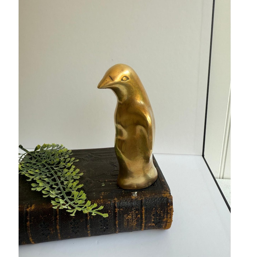 Vintage Brass Penguin Figurine | Brass Bird | MCM Animal Sculpture ...