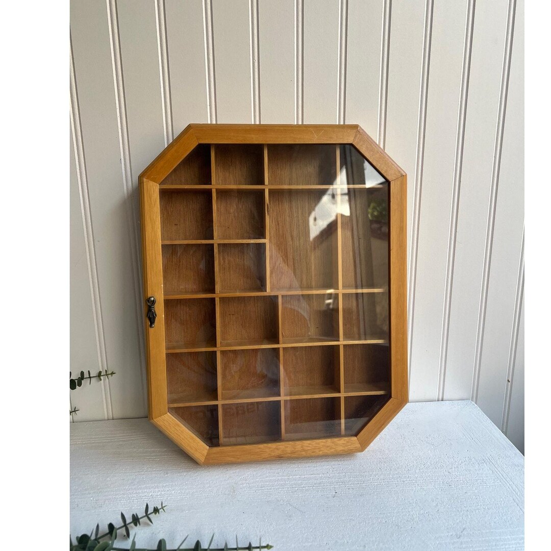 Vintage Curio Cabinet With Glass Door | Knick-knack Display Shelf for ...