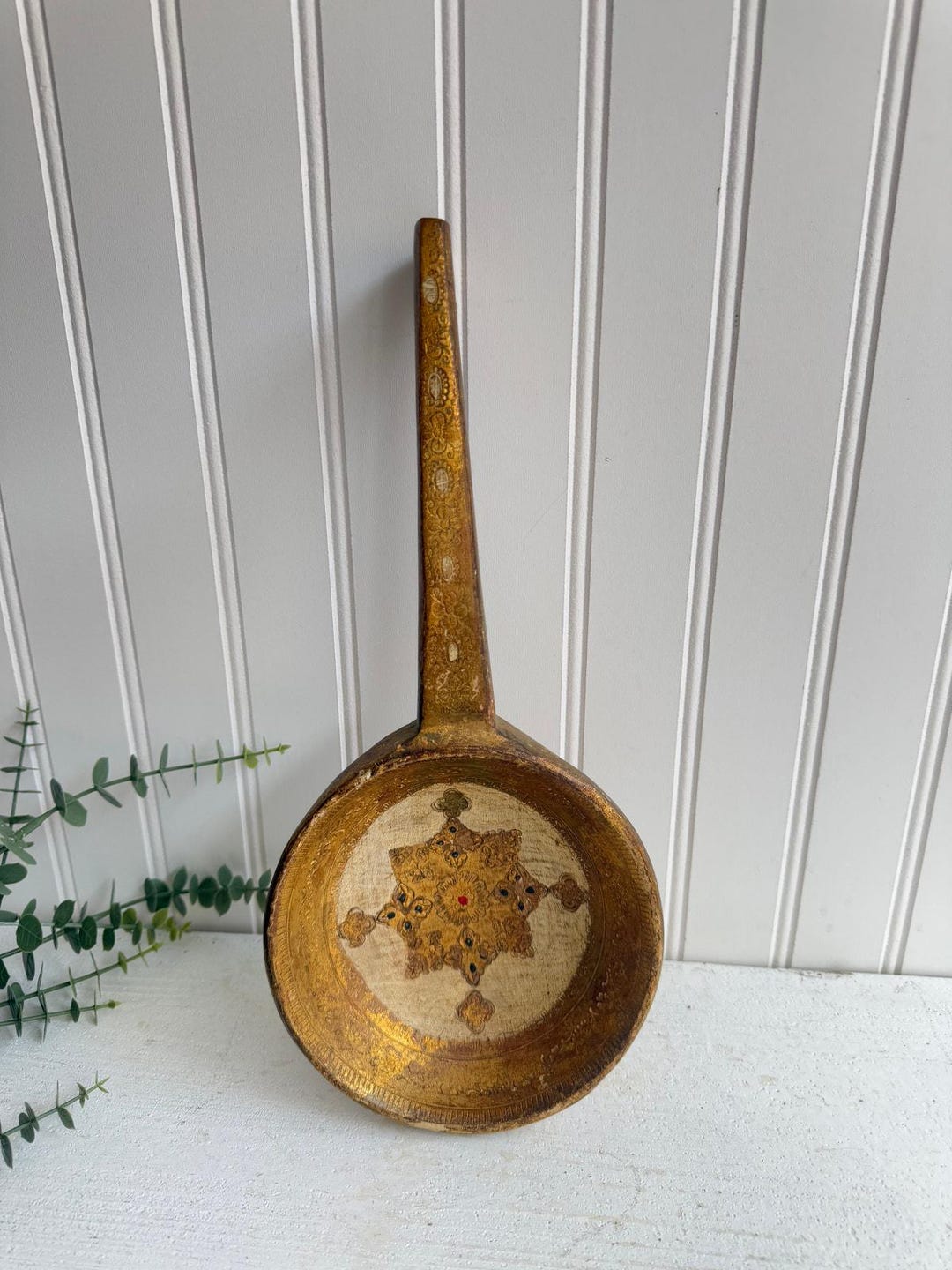 Vintage Florentine Hand Painted Wood Ladle Spoon Gold Ornate Wall Decor ...