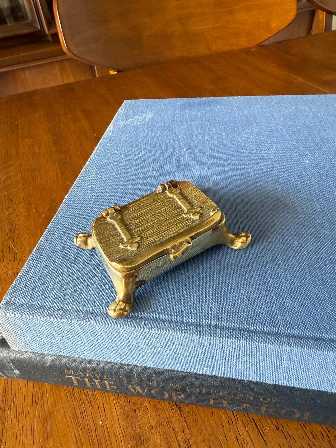 Vintage Peerage Brass Stamp Box | Miniature Footed Snuff Box | Trinket ...