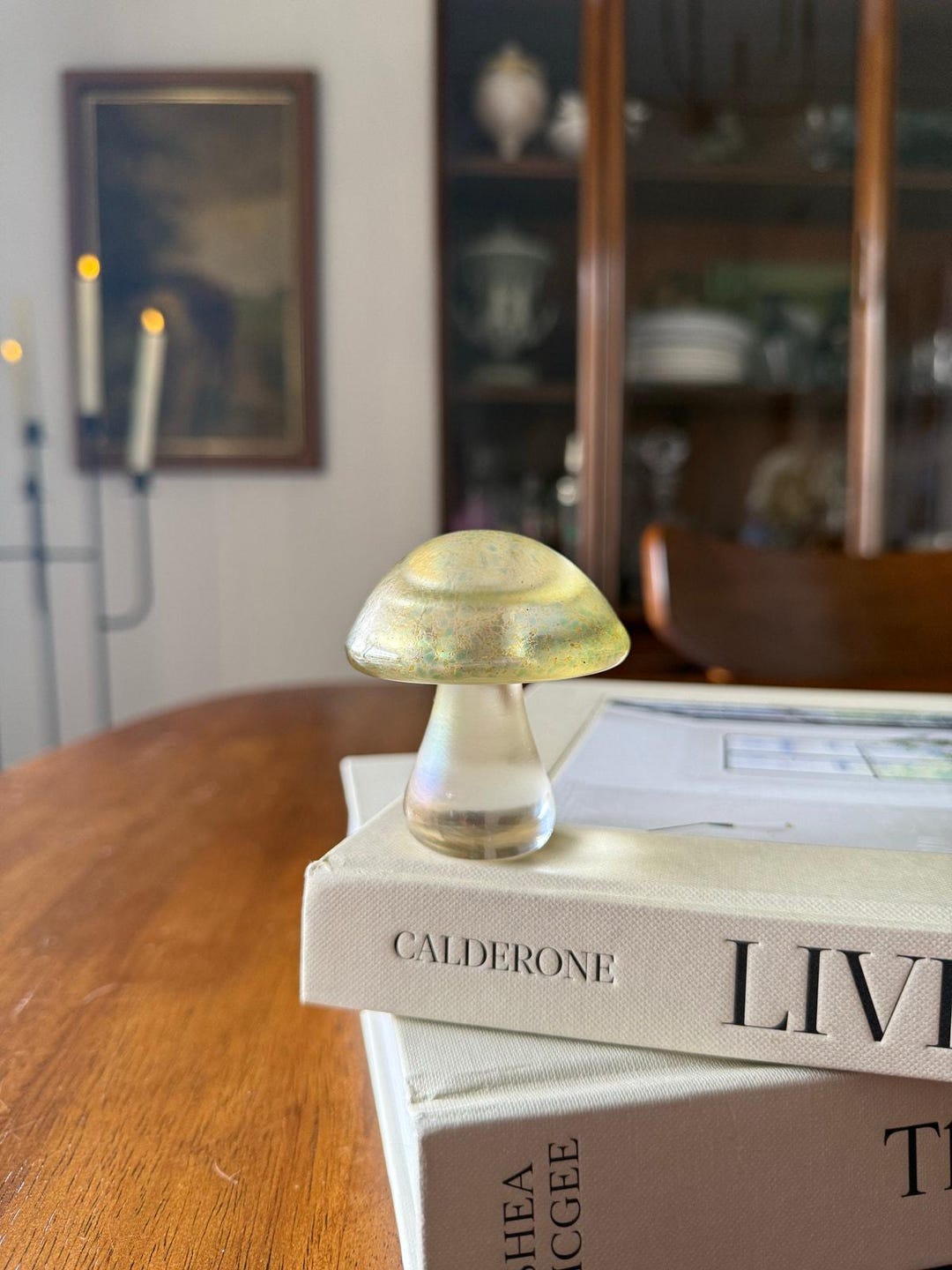 Vintage John Ditchfield Iridescent Glass Mushroom Paperweight | Art ...