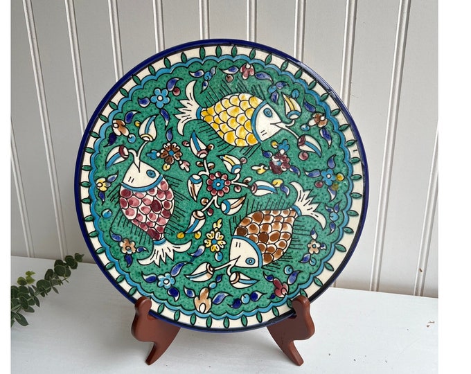 Vintage Hand-painted Ceramic Fish Plate | Colorful Folk Art Decorative ...