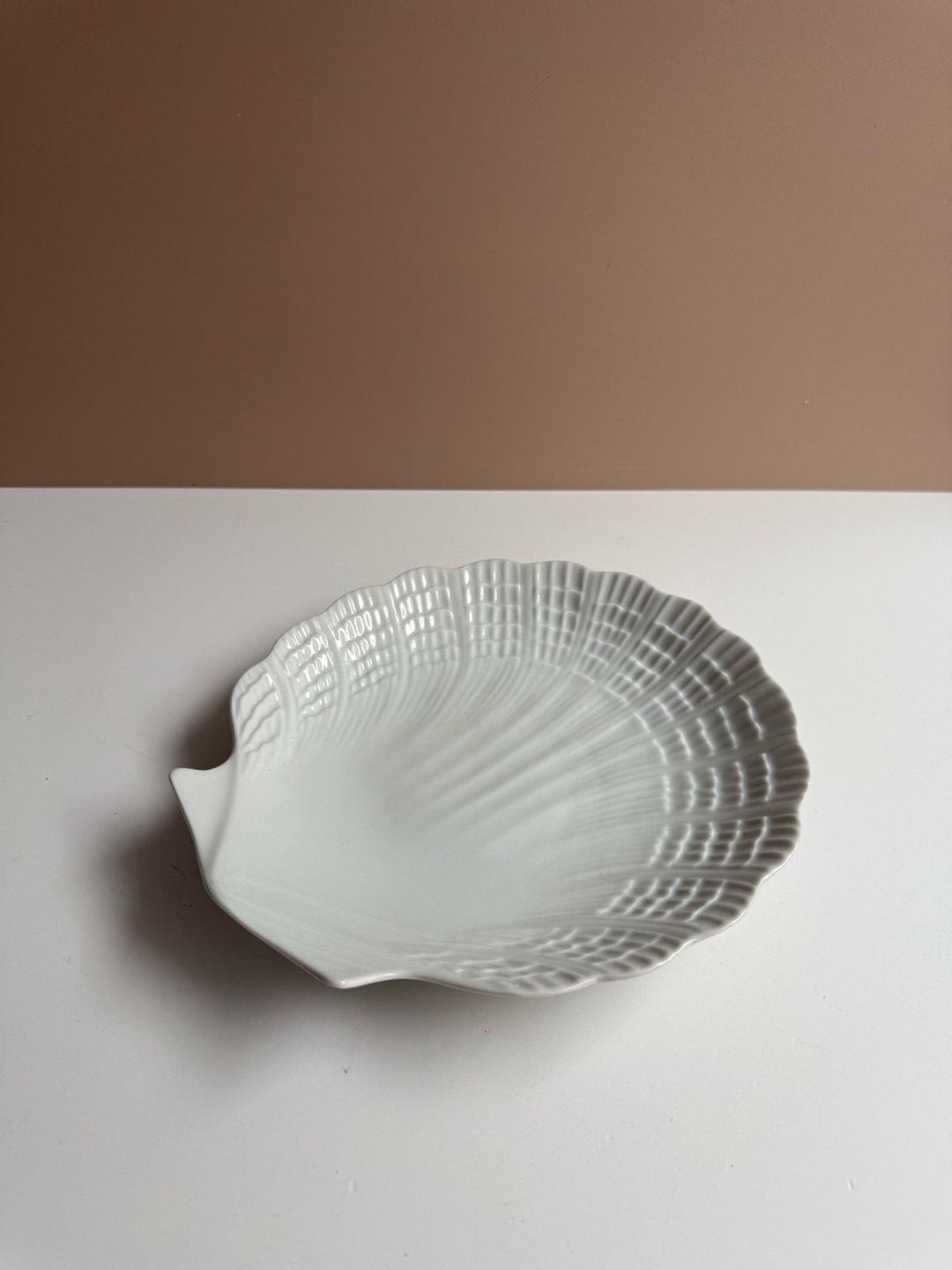 Vintage Ceramic Seashell Plate | Porcelain Shell Shaped Dish | Coastal ...