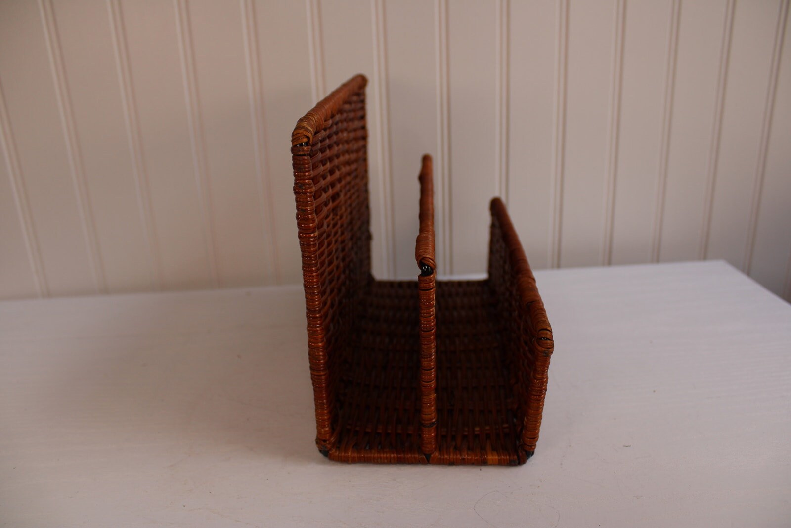 Vintage Mid Century 1960s Wicker Letter Holder Mail Organizer Basket ...