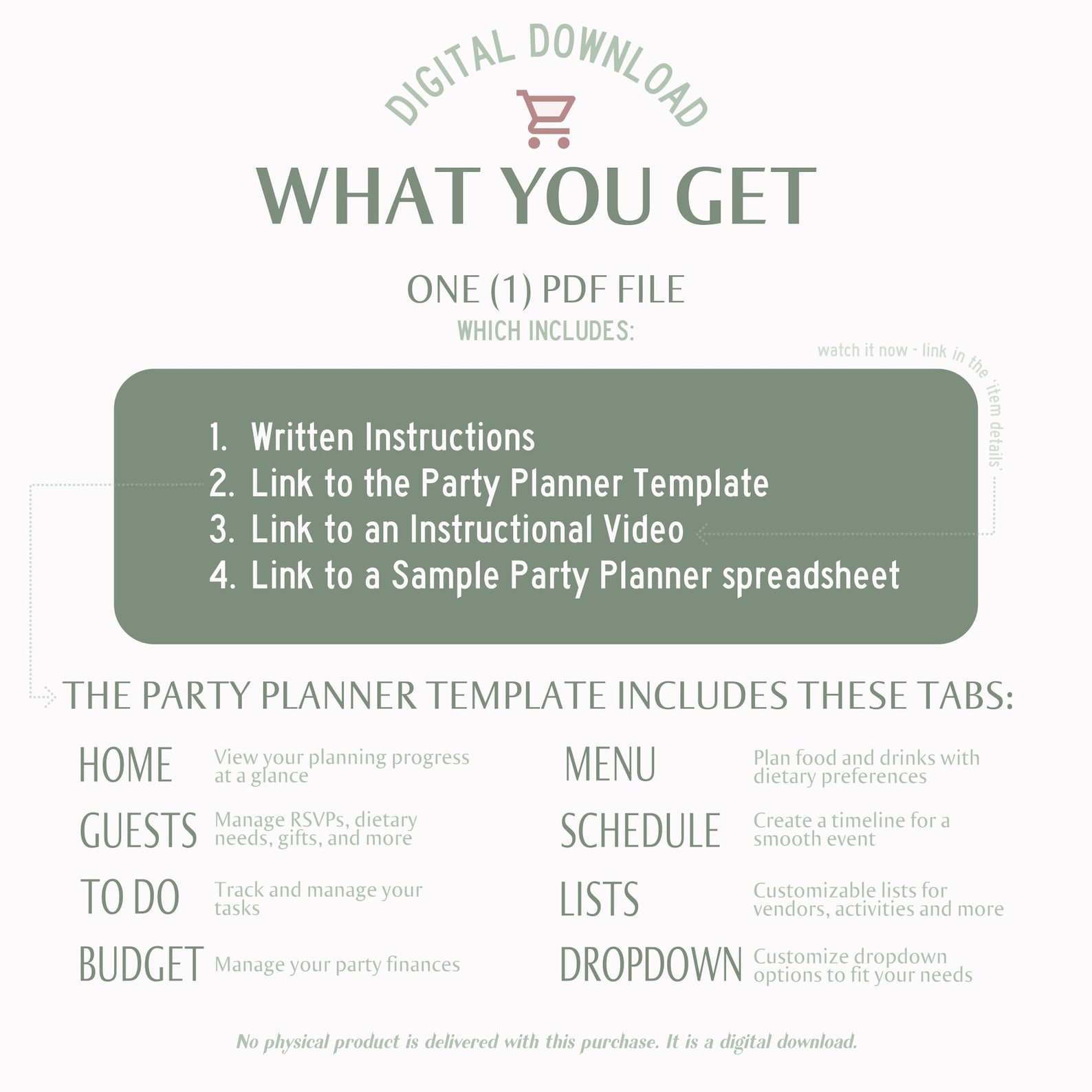 Digital Party Planner Template | Event Planner | Spreadsheet Template ...