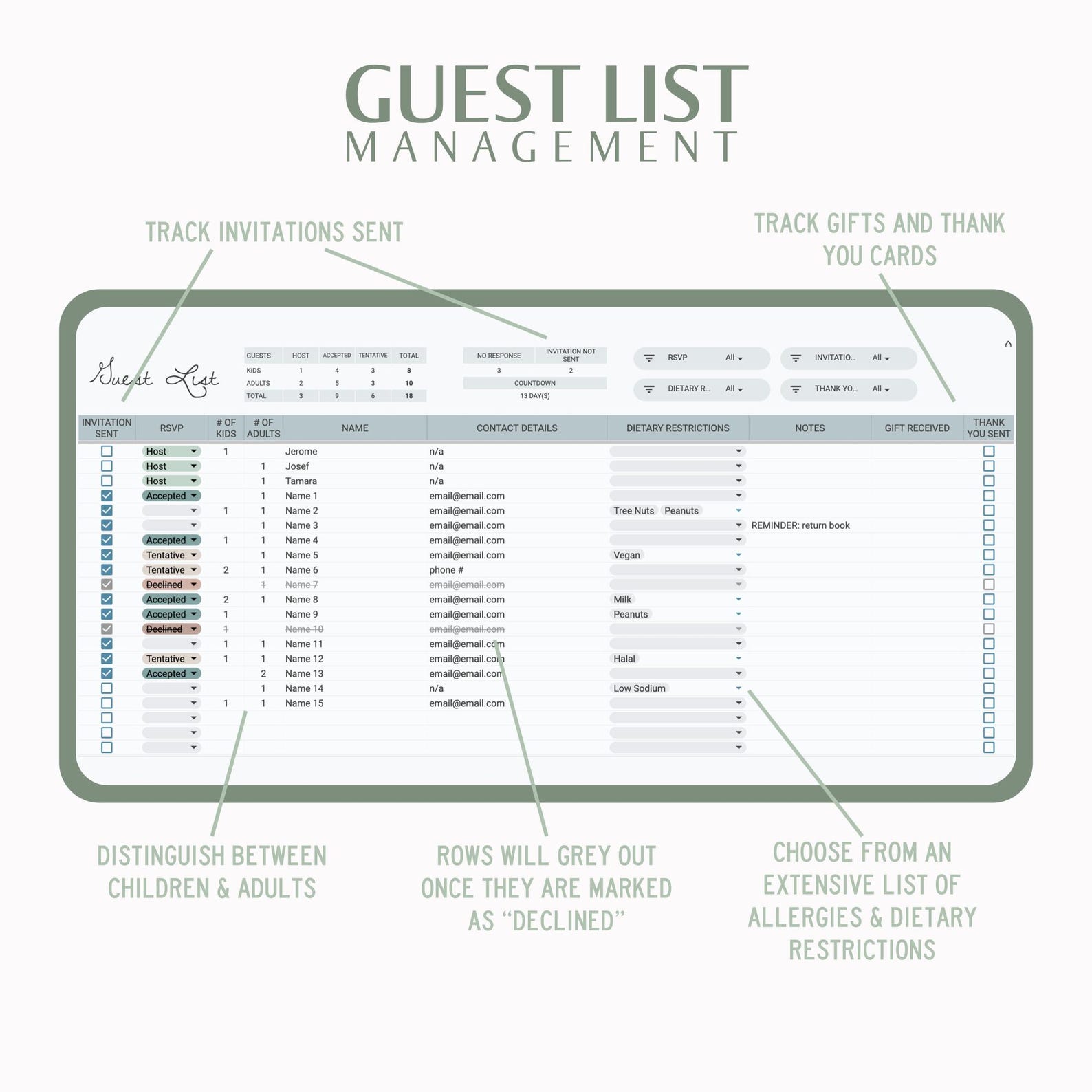 Digital Party Planner Template | Event Planner | Spreadsheet Template ...
