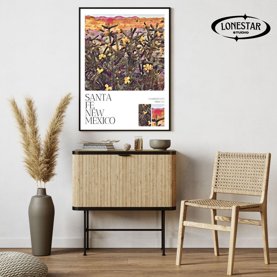 Santa Fe Cactus Poster New Mexico Wall Art Southwestern Wall Decor Boho ...