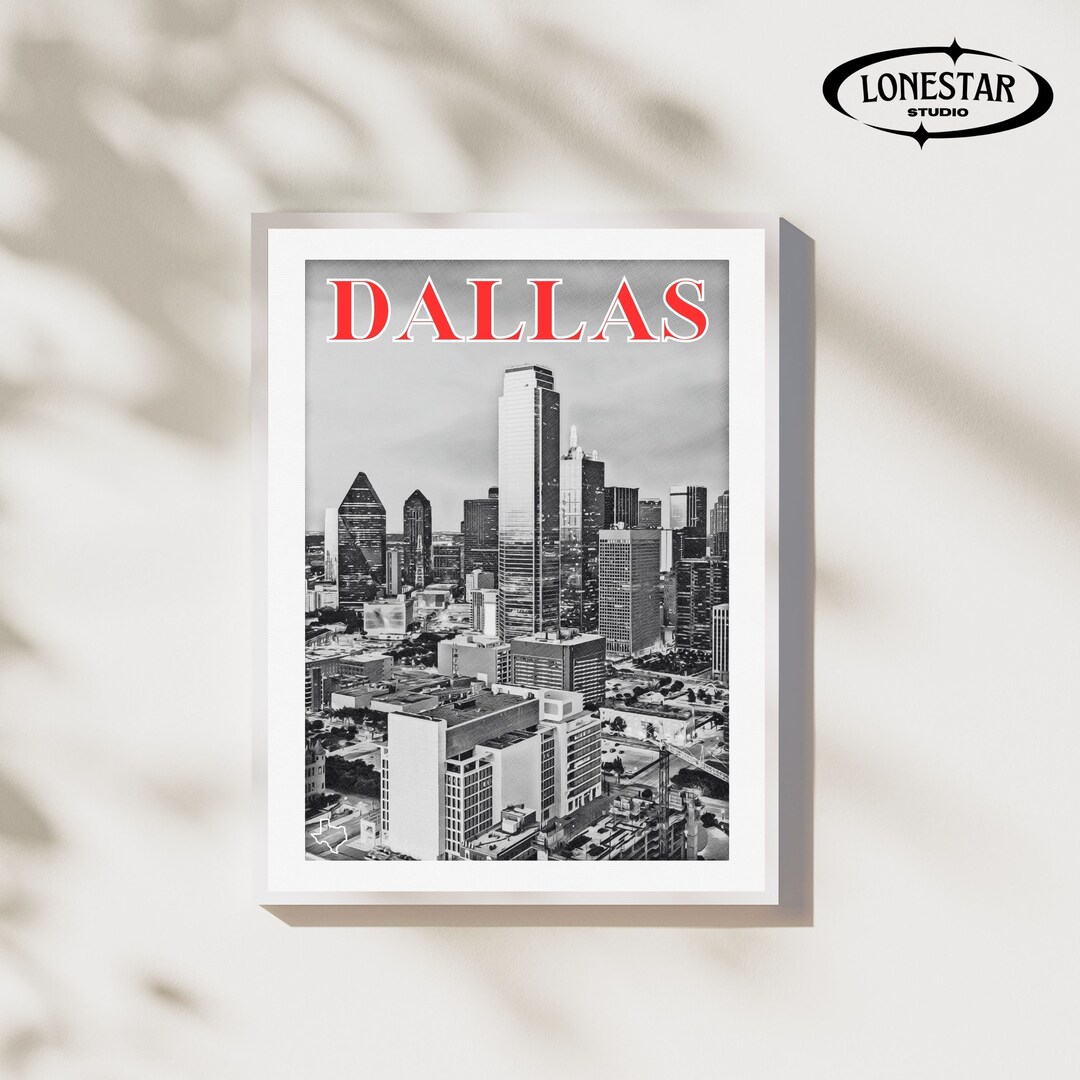 Dallas Texas Poster Retro City Poster City Wall Art Vintage City Wall ...