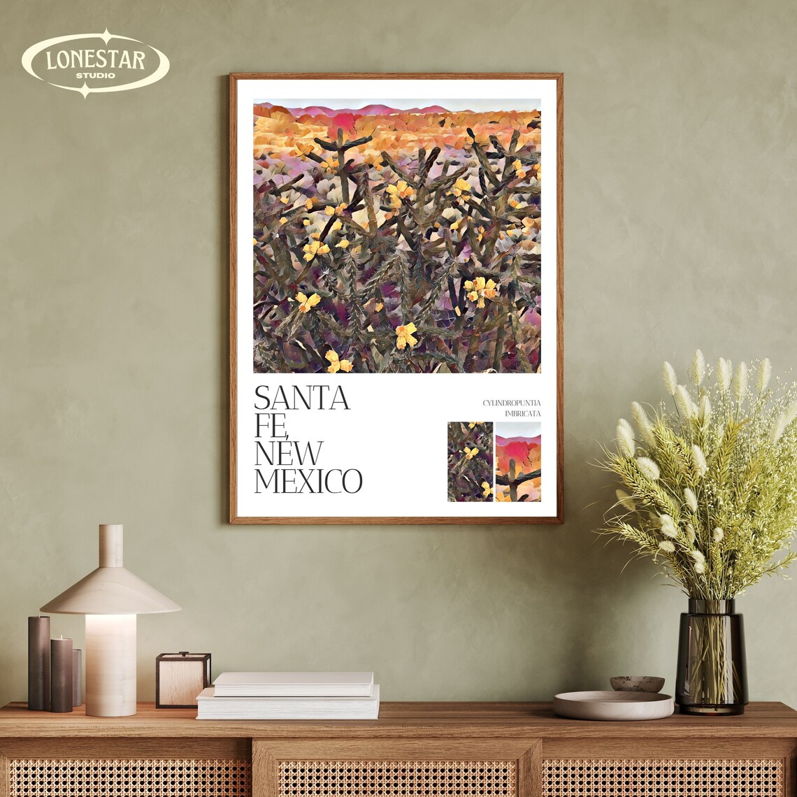 Santa Fe Cactus Poster New Mexico Wall Art Southwestern Wall Decor Boho ...