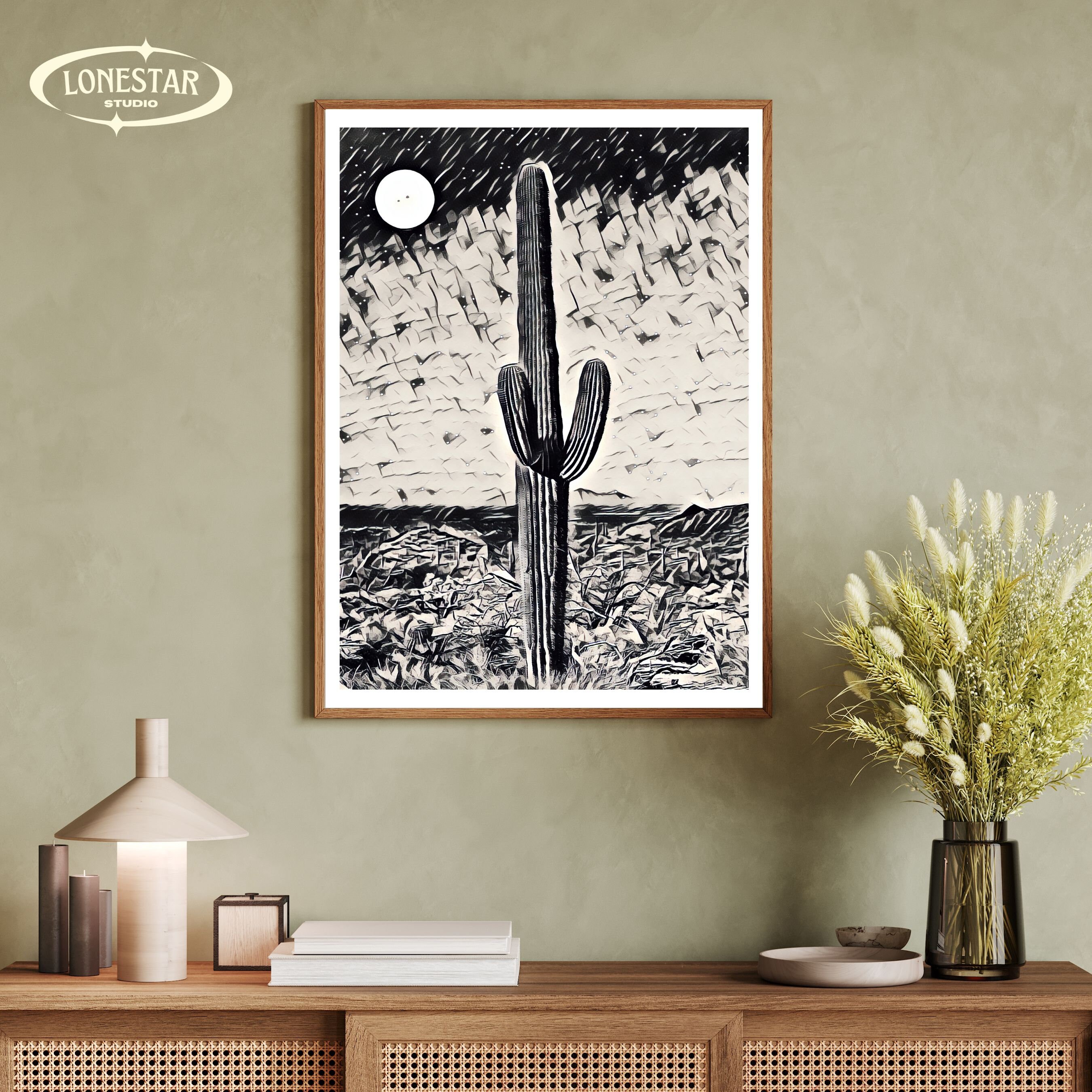 Saguaro Cactus Poster Western Wall Decor Southwestern Wall Art Desert ...