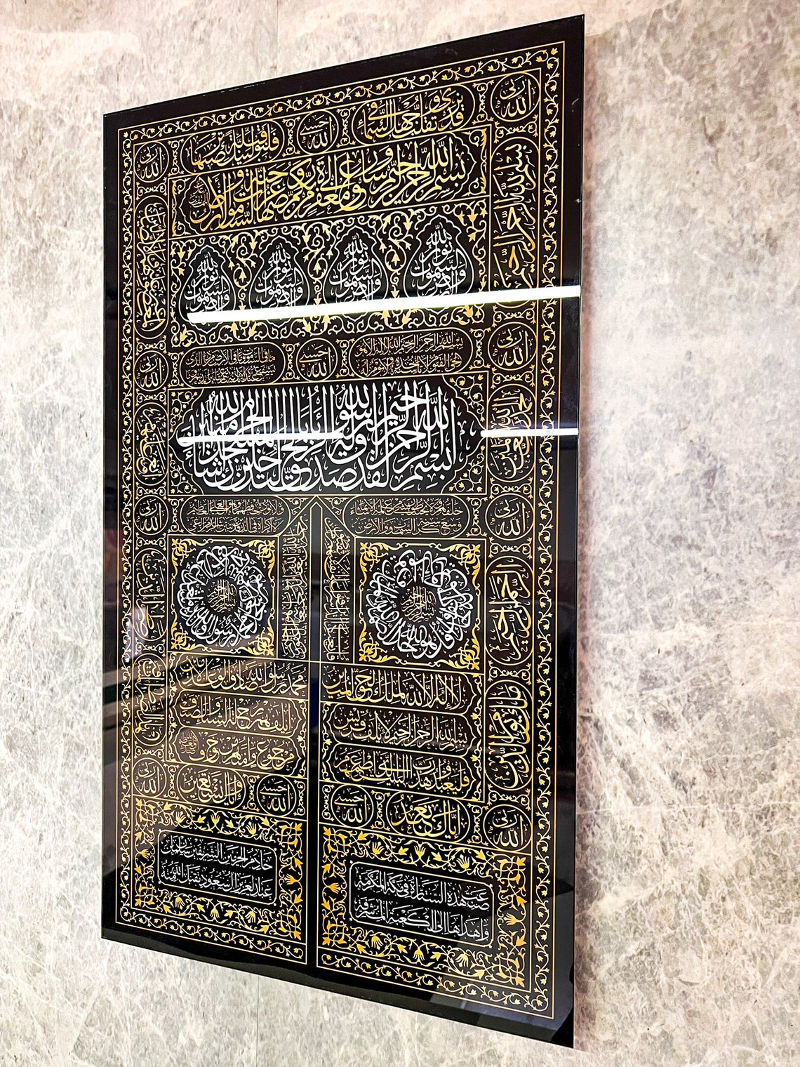 Kaaba Kiswa Tempered Glass Wall Art: Islamic Home Decor - Etsy
