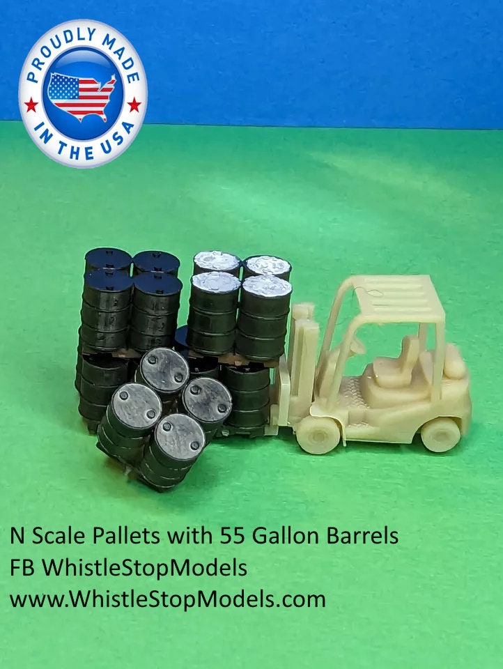 9 N Scale Pallets With 55 Gallon Barrels on Them - Etsy